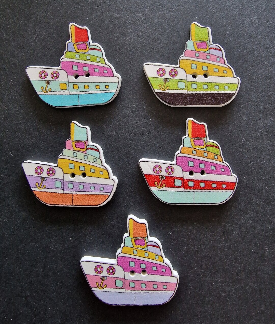 Set of 2 Wooden Boat Buttons - Etsy