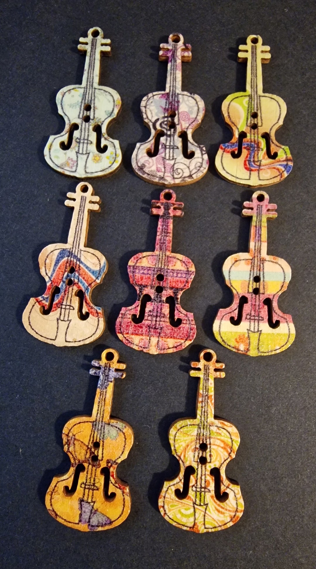 Set of 4 Wooden Buttons Violins - Etsy
