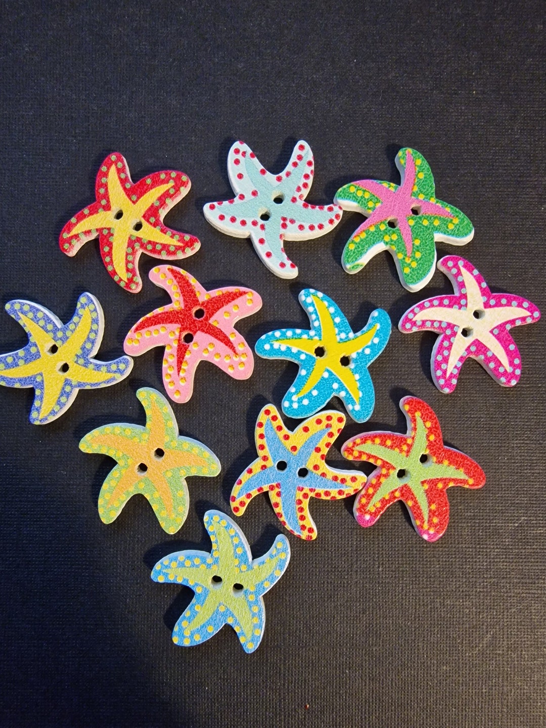 Set of 4 Wooden Starfish Buttons - Etsy