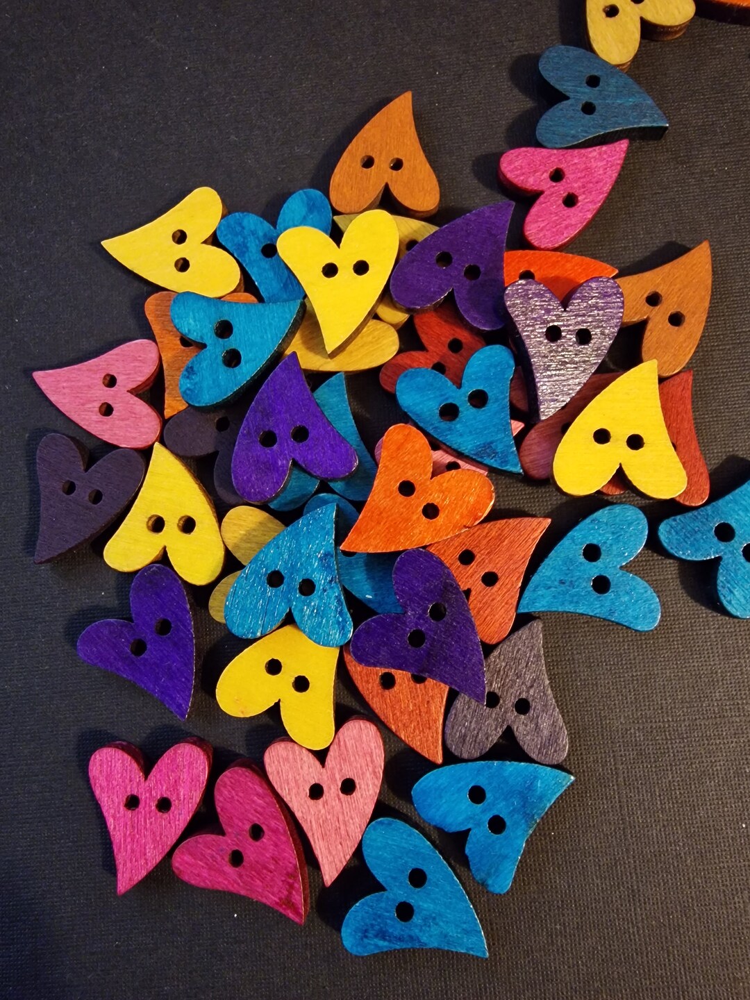 Set of 4 Wooden Heart Buttons - Etsy