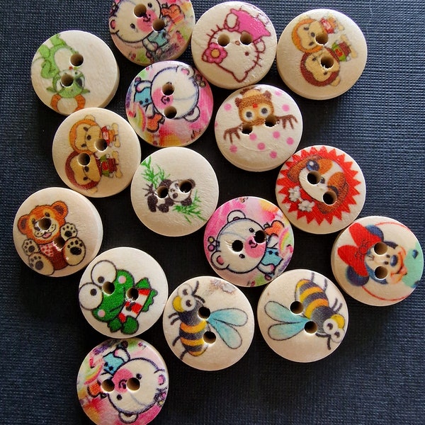 Round Wooden Buttons - Etsy