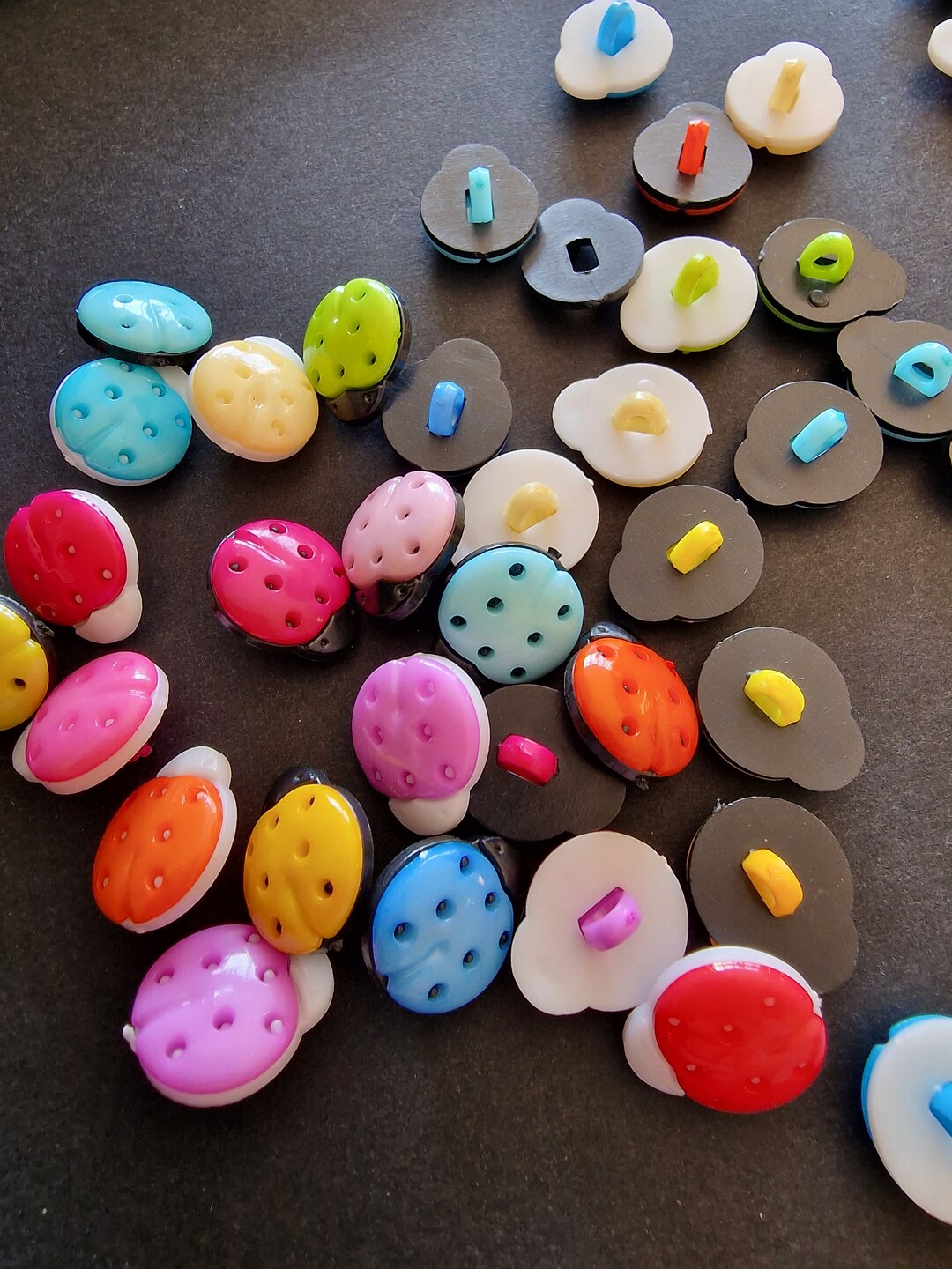 Set of 4 Multi-colored Acrylic Ladybug Buttons - Etsy