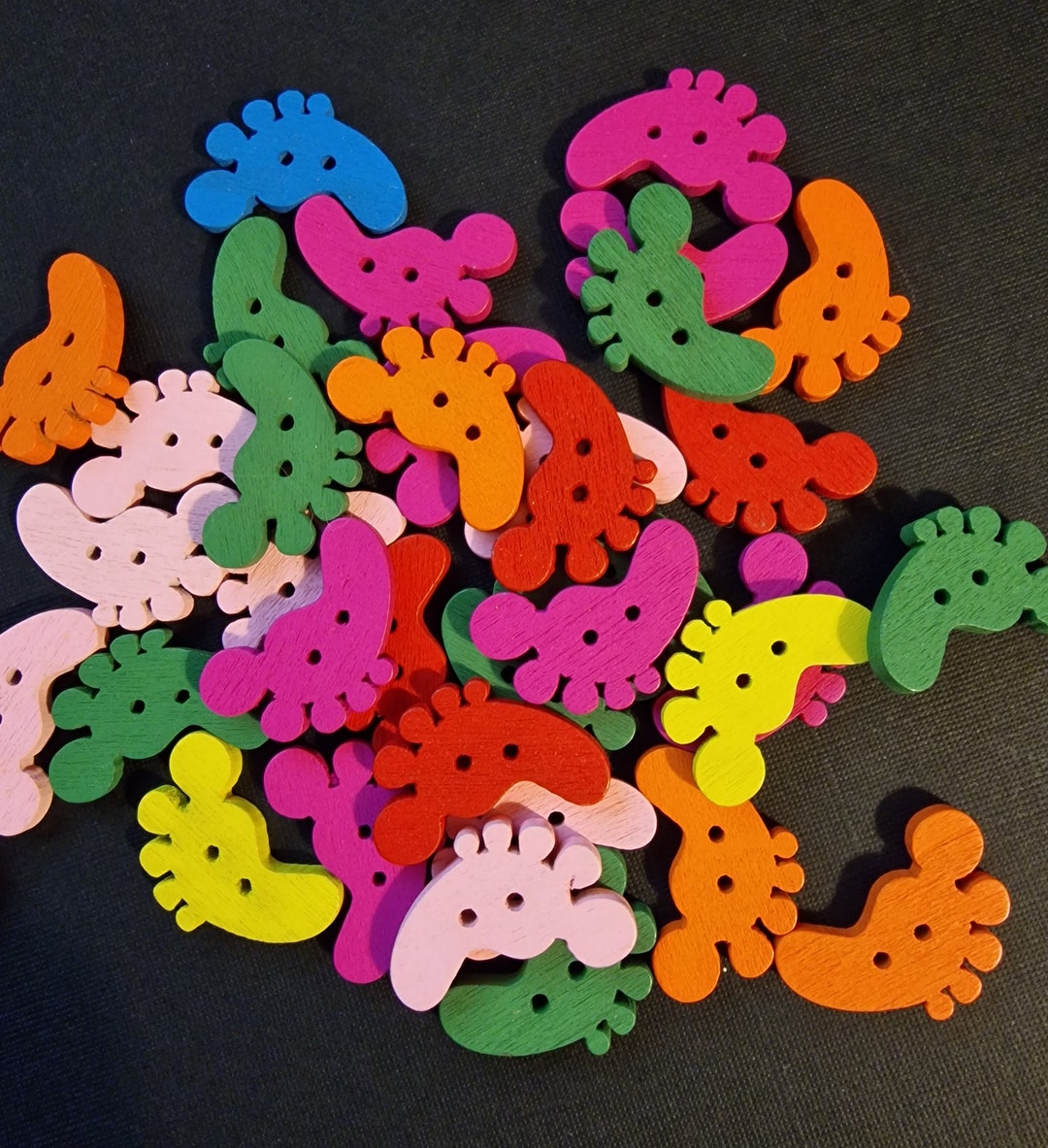 Set of 4 Wooden Buttons With Small Colored Feet - Etsy