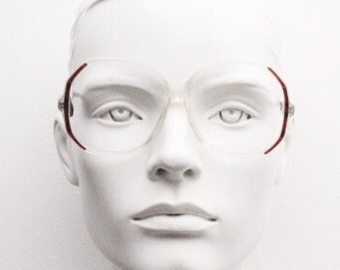Big 70s Vintage Round Angular Eye Glasses. Womens Crystal Acetate ...