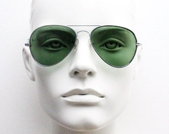 70s Vintage Mirror Aviator Sunglasses. Silver Metal Teardrop Frame With ...