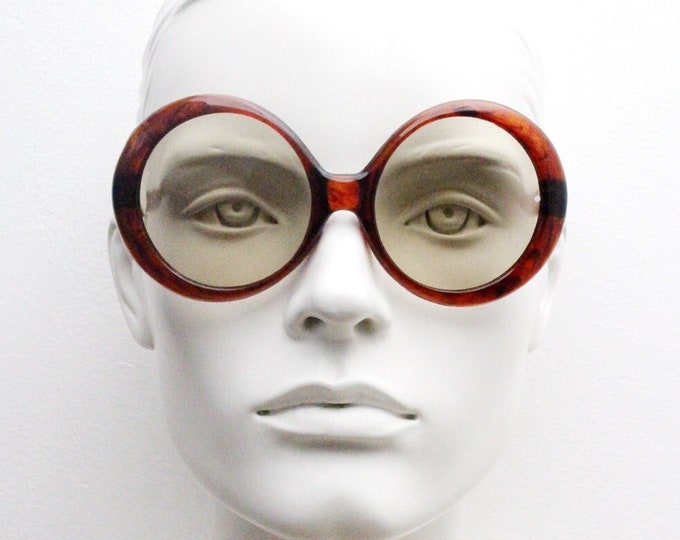 60s Vintage Big Round Sunglasses. Era Defining Oversized Brown ...