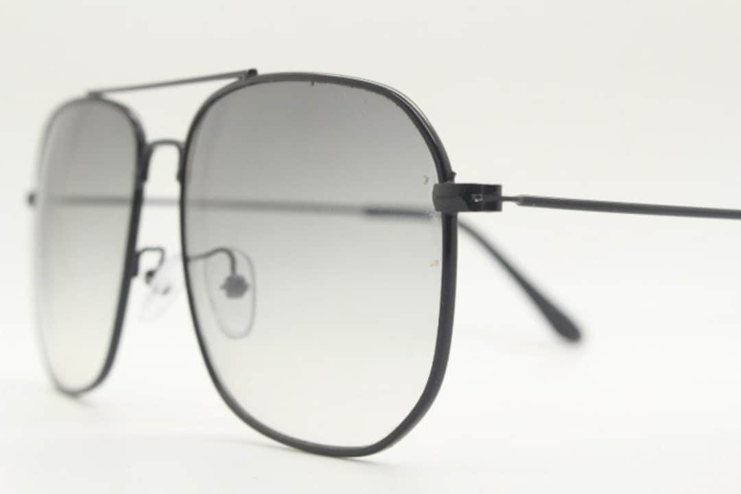 80s Vintage Square Aviator Sunglasses. Black Metal Frame With ...