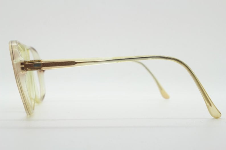 70s Vintage Big Square Aviator Glasses. Brown and Transparent Crystal ...