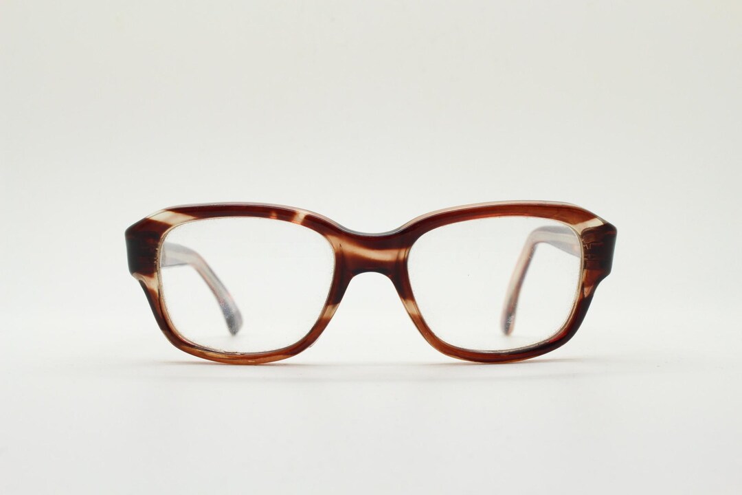 60s Vintage Rectangular Glasses. Thick Mottled Brown Acetate Optical ...