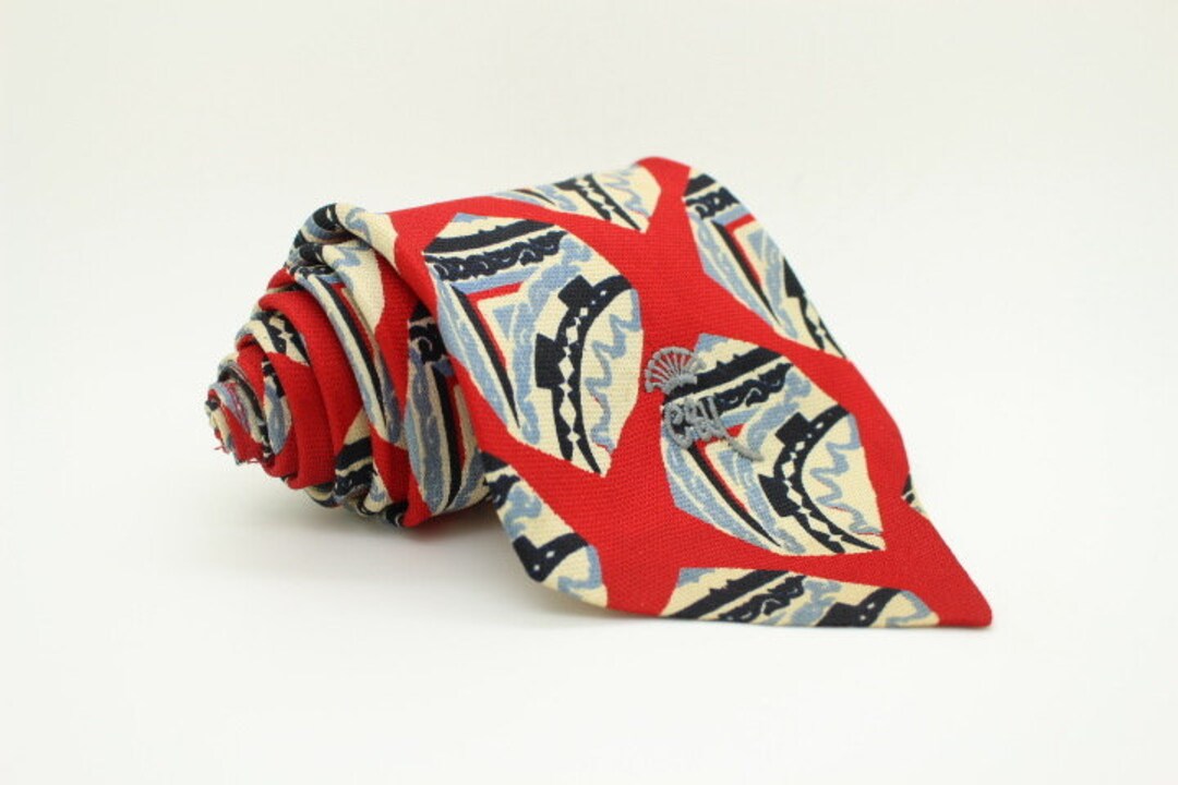 80s Vintage All Silk Necktie by Countess Mara. 50s Reproduction Jazz ...