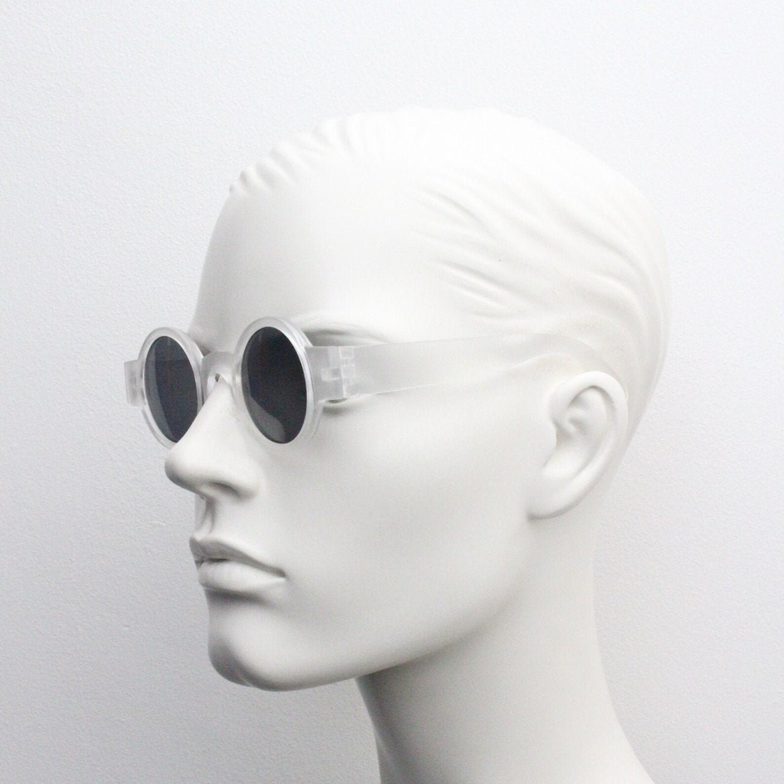 90s Vintage Round Micro Sunglasses. Tiny Frosted White Matt | Etsy