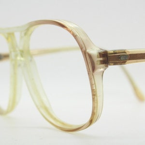 70s Vintage Big Square Aviator Glasses. Brown and Transparent Crystal ...