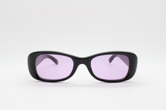 Y2K vintage curved rectangular sunglasses. Black fram… - Gem
