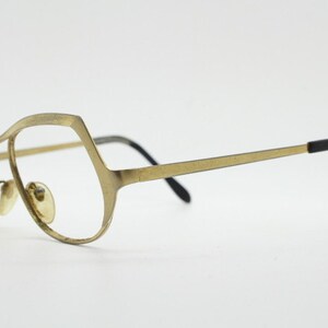 60s Vintage Abstract Angular Eye Glasses. Womens Golden Metal Optical ...