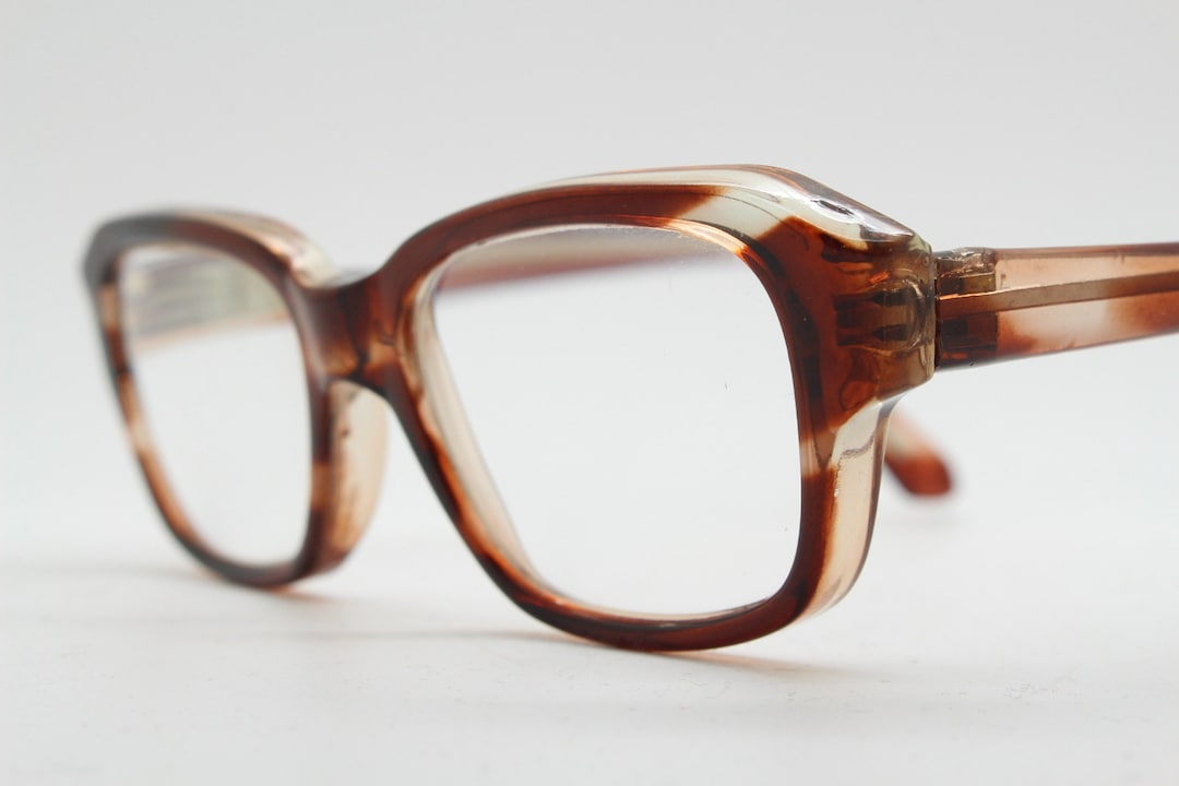 60s Vintage Rectangular Glasses. Thick Mottled Brown Acetate Optical ...