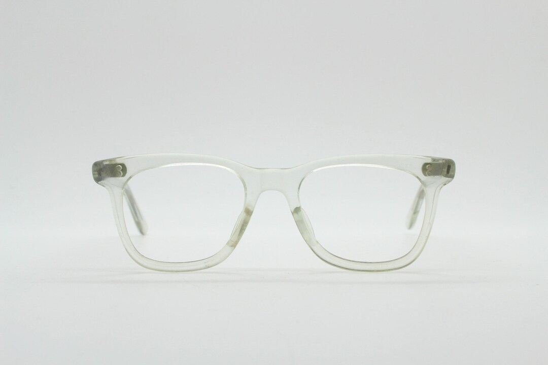 Vintage 40s Clear Crystal Glasses. Transparent Slim Wayfarer Design ...