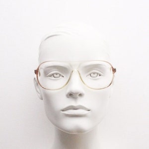 70s Vintage Big Square Aviator Glasses. Brown and Transparent Crystal ...
