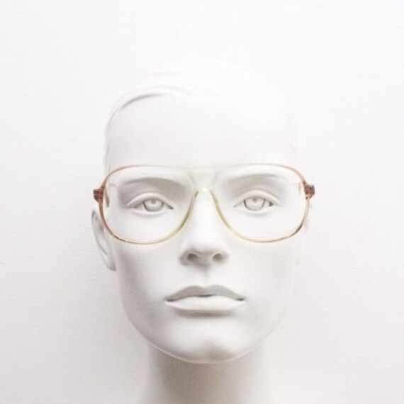 70s Vintage Big Square Aviator Glasses Brown And Tra Gem