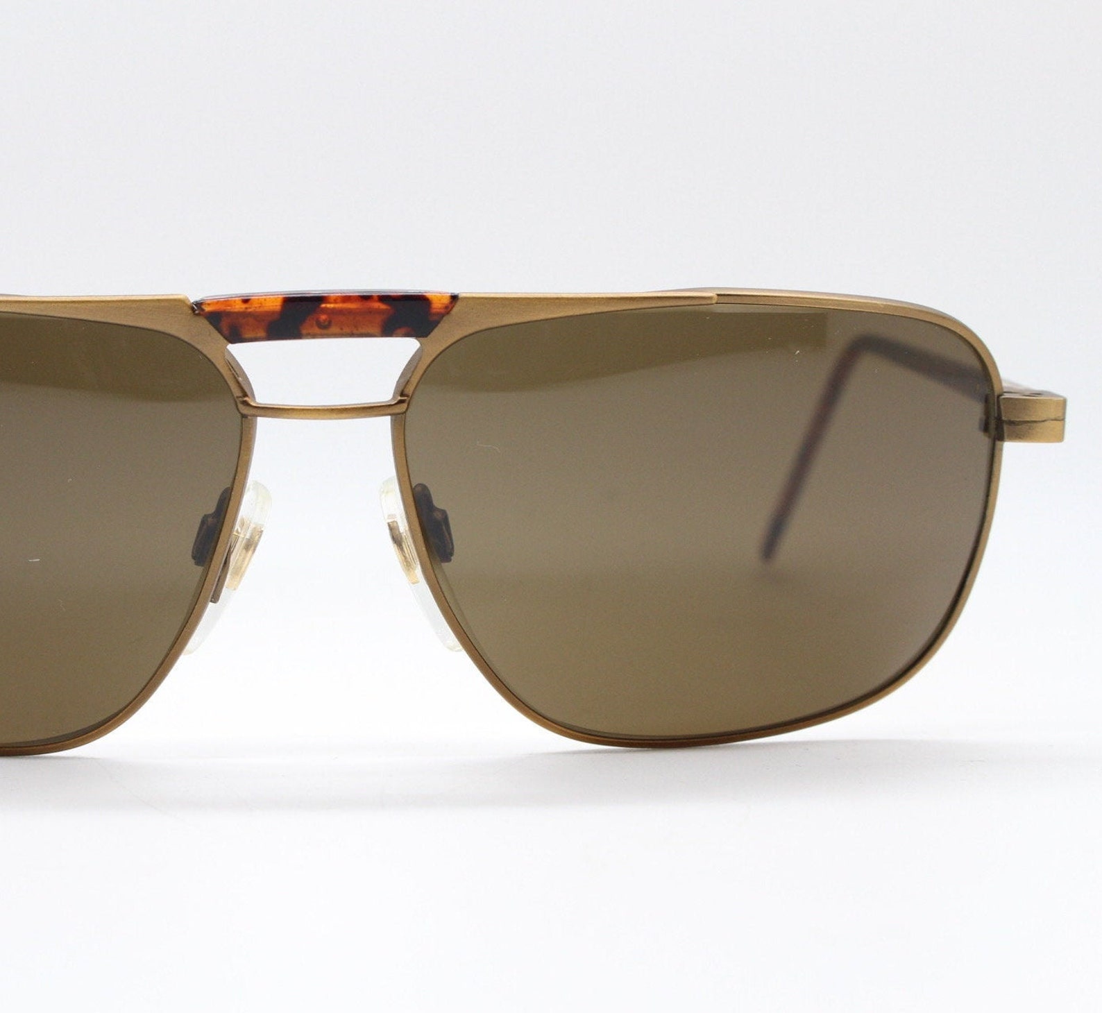90s Vintage Small Square Aviator Sunglasses. Matt Satin Finish Frame ...