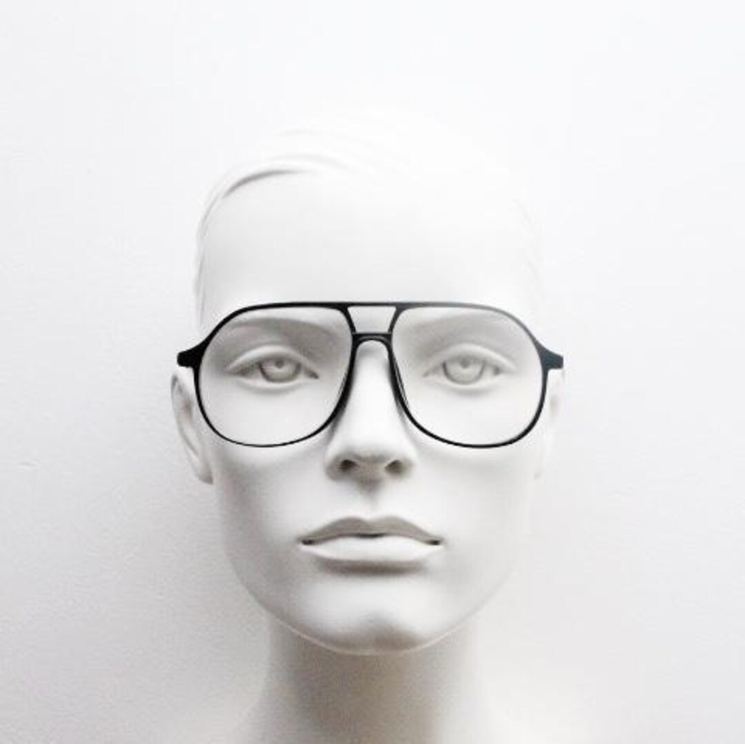 Vintage Big Square Aviator Glasses by RPL London. Mens 70's Slim Black ...