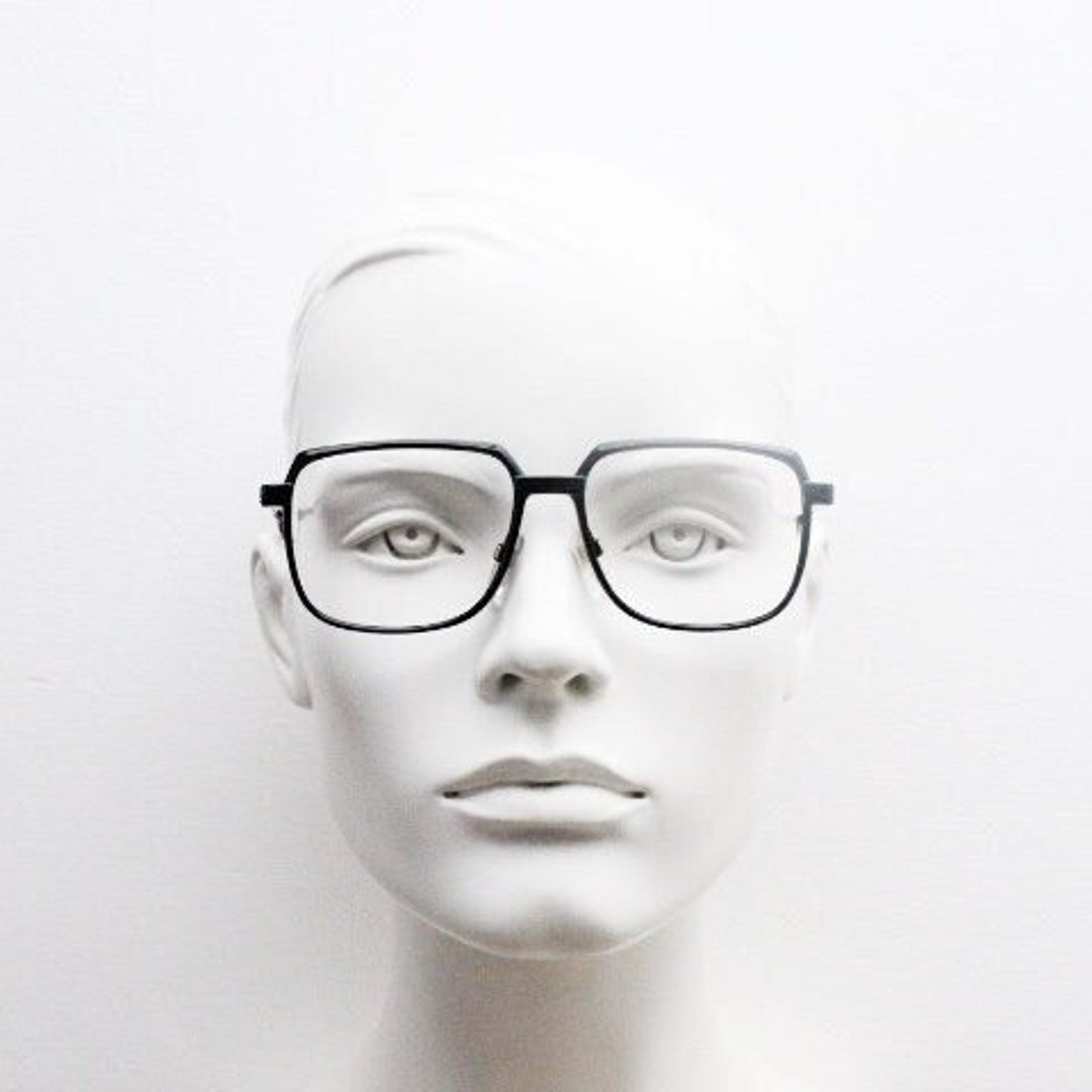 80s Vintage Square Glasses Made by RPL of London. Bplain Black Gloss ...