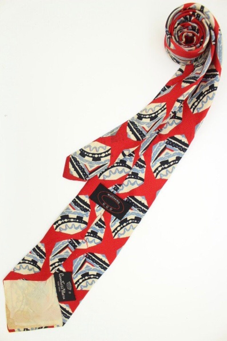 80s Vintage All Silk Necktie by Countess Mara. 50s Reproduction Jazz ...