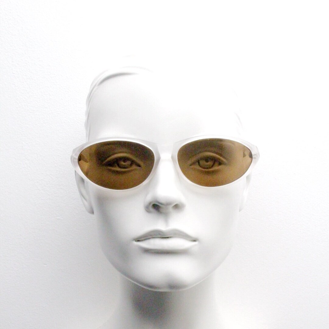 90s Vintage Futuristic Bug Eye Sunglasses. Transparent Frosted Wrap ...