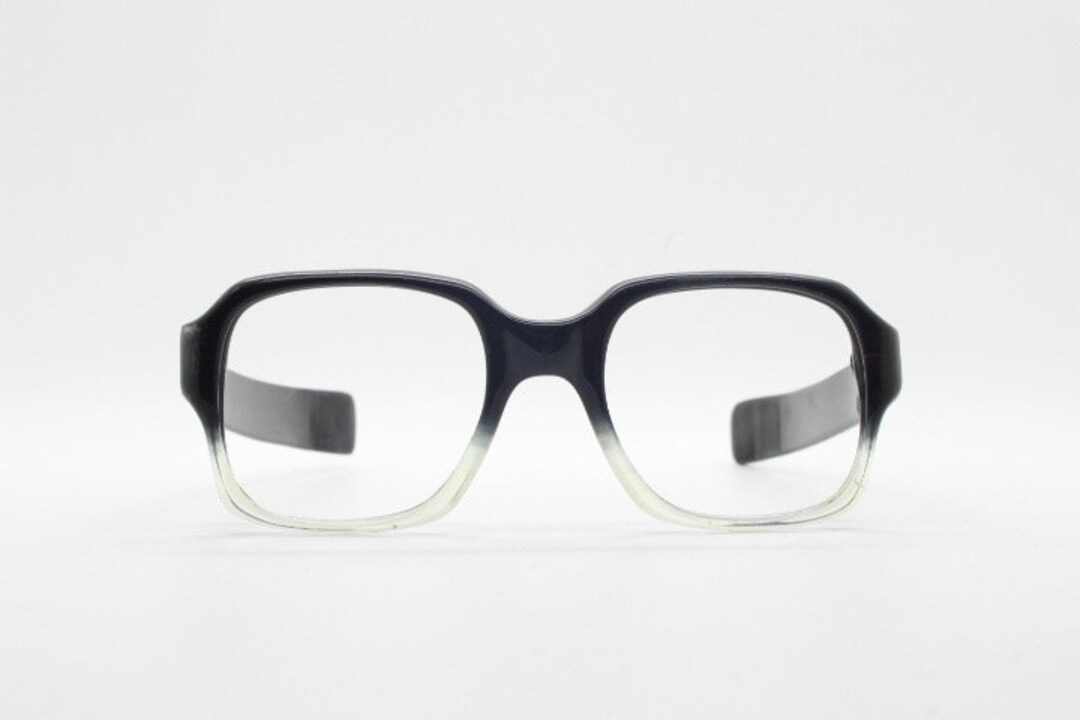 Vintage 50s Square Eye Glasses. Gloss Black to Crystal Ombre Fade ...