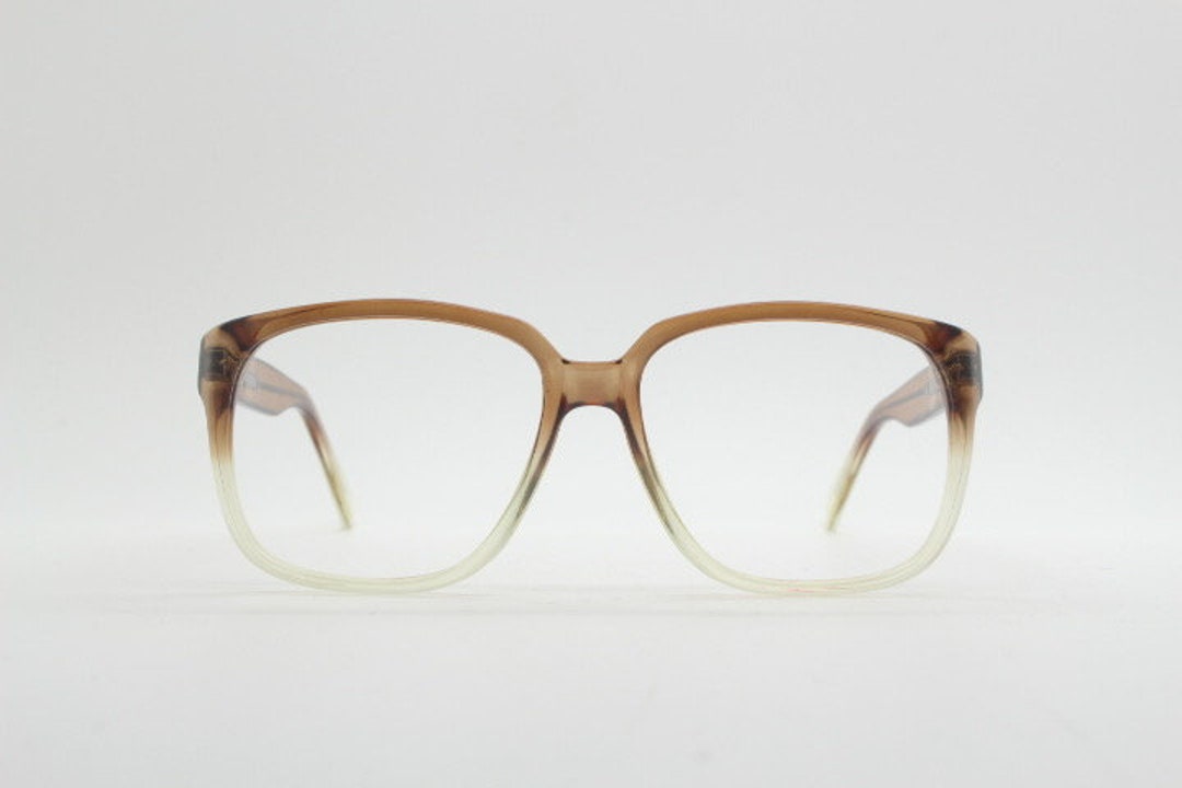 70s Vintage Square Glasses in Brown to Crystal Fade. Mens Medium Size ...