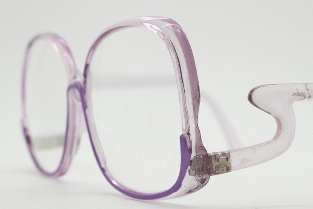 70s Vintage Extravagant Oversized Glasses. Purple Transparent Optical ...