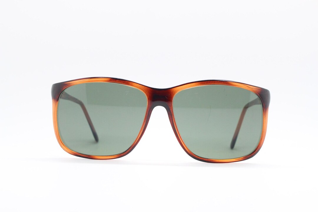 Vintage 70s Aviator Sunglasses. Brown Acetate Frame With Green Lenses ...