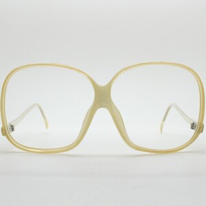 70s Vintage Oversized Square Eye Glasses. Cream Acetate 'upside Down ...
