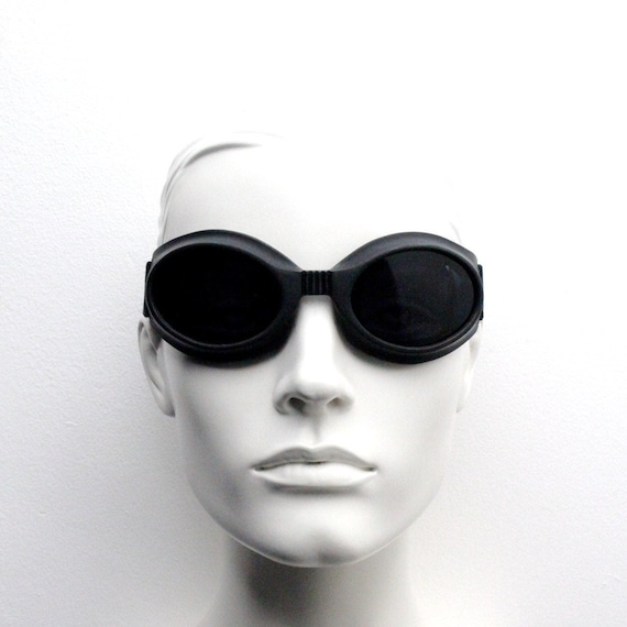 90s Vintage Goggle Sunglasses. All Black Matt Rubberised | Etsy