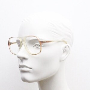 70s Vintage Big Square Aviator Glasses. Brown and Transparent Crystal ...