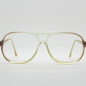 70s Vintage Big Square Aviator Glasses. Brown and Transparent Crystal ...