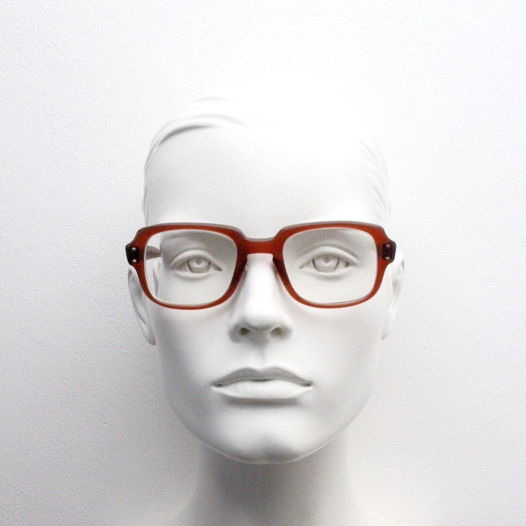 60s Vintage Square Glasses by Romco. Transparent Brown Optical Frames ...