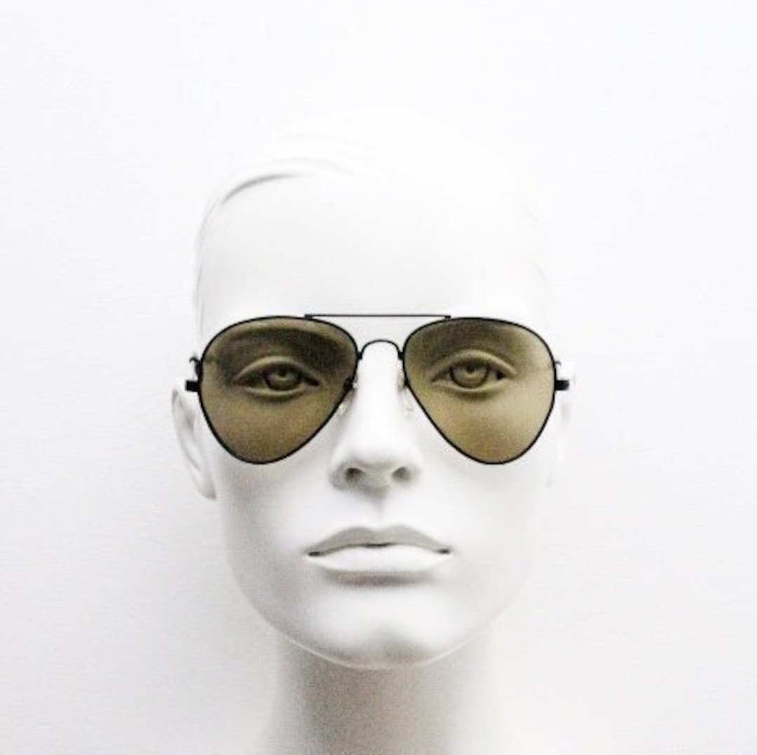 70s Vintage Aviator Sunglasses. Perfect Sized Black Metal Teardrop ...