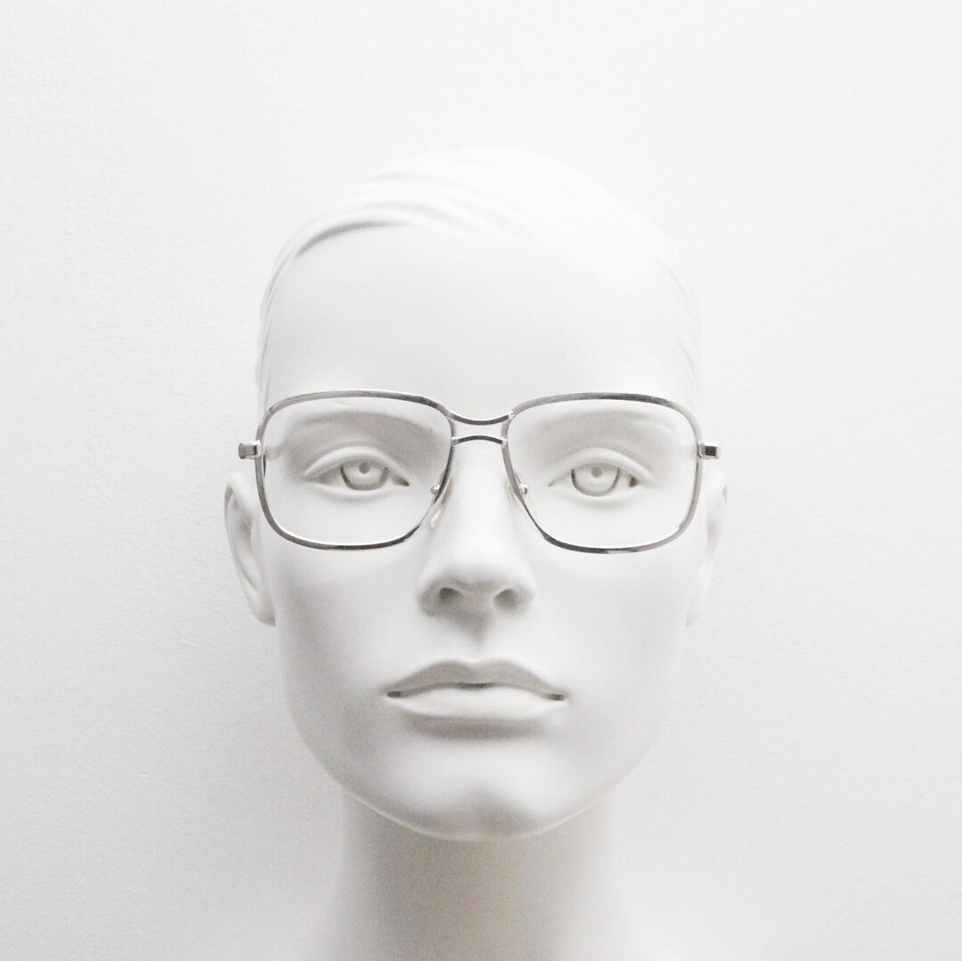 60s Vintage Square Eye Glasses by Hanline. Shiny Steel Prescription ...