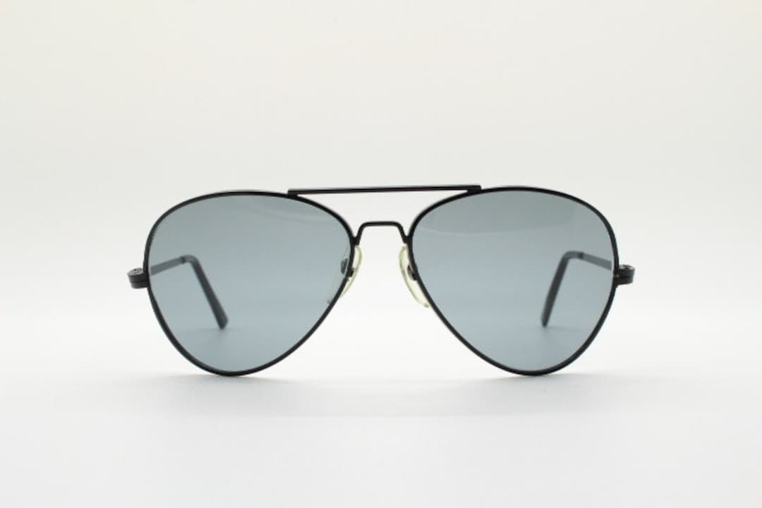 70s Vintage Aviator Sunglasses. All Black Metal Teardrop Frame With ...