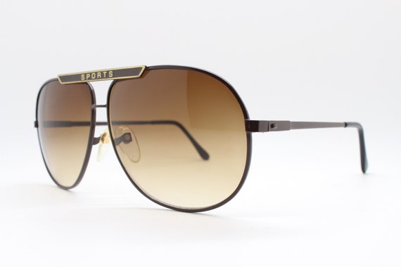 80s vintage big aviators. Brown metal frame with sizz… - Gem