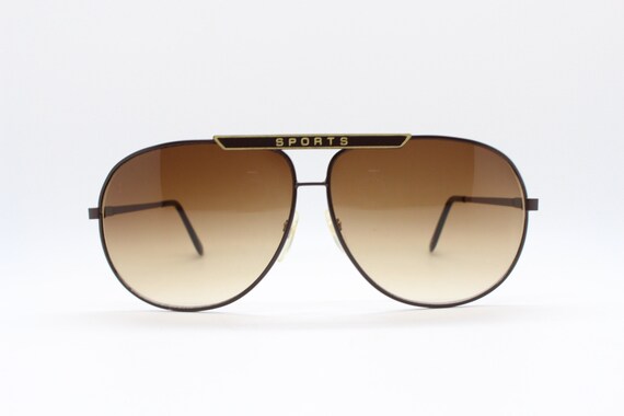 80s vintage big aviators. Brown metal frame with sizz… - Gem