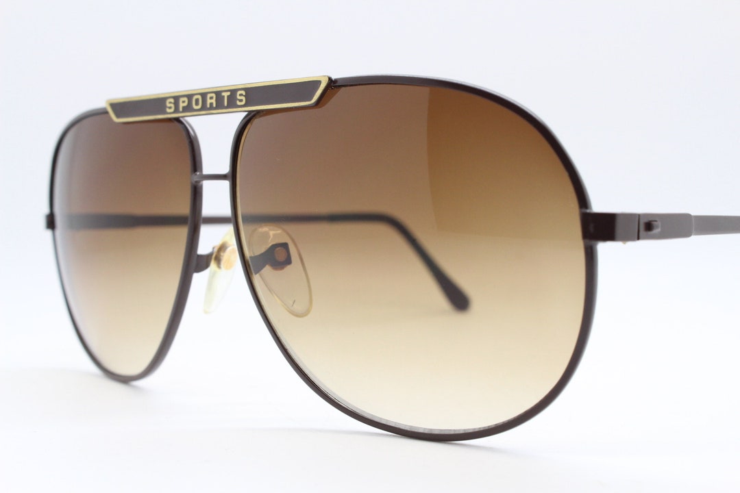 80s Vintage Big Aviators. Brown Metal Frame With Sizzling Graduated ...