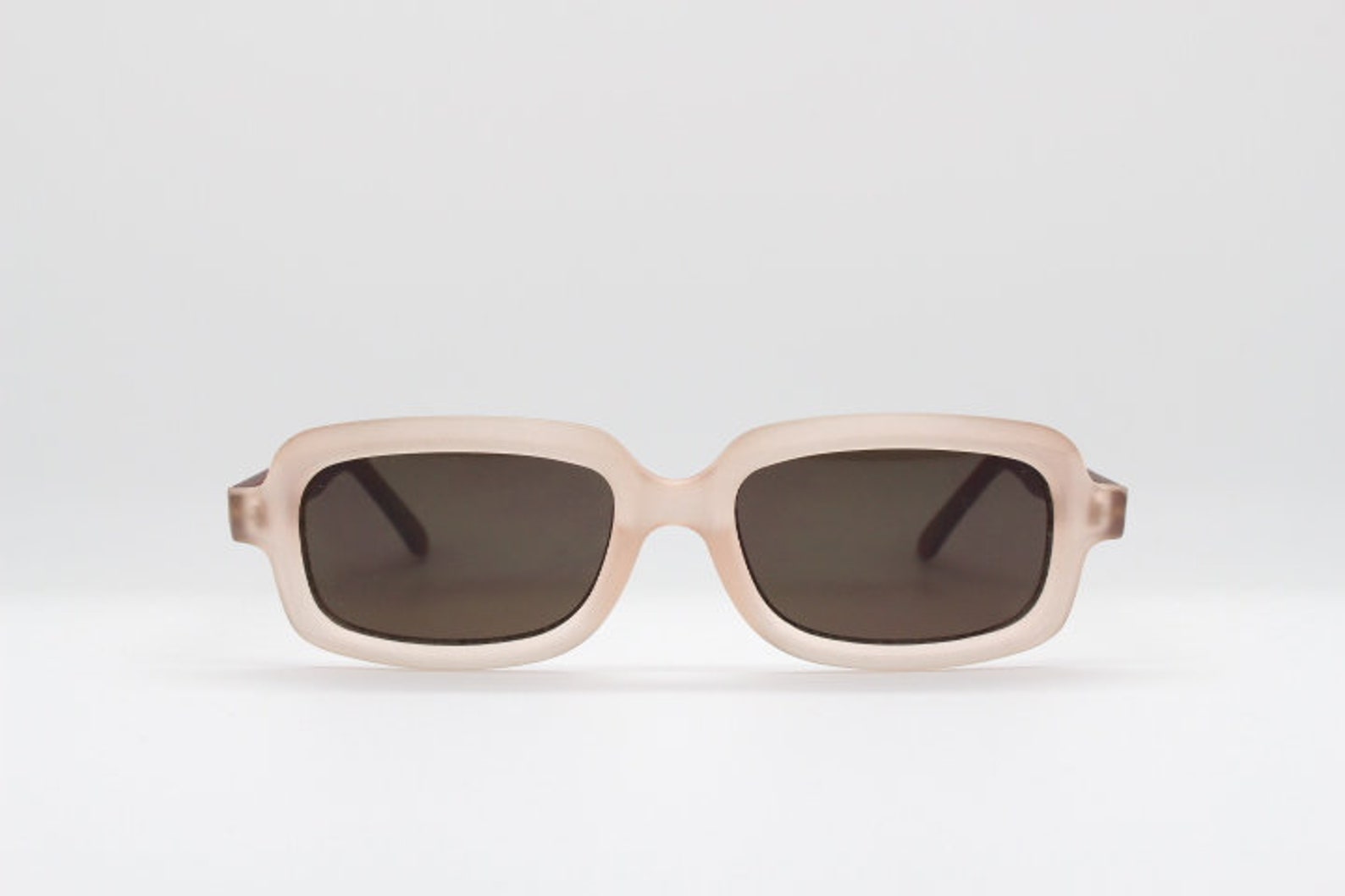 90s Vintage Rectangular Sunglasses. NOS Frosted Transparent Peach Frame ...