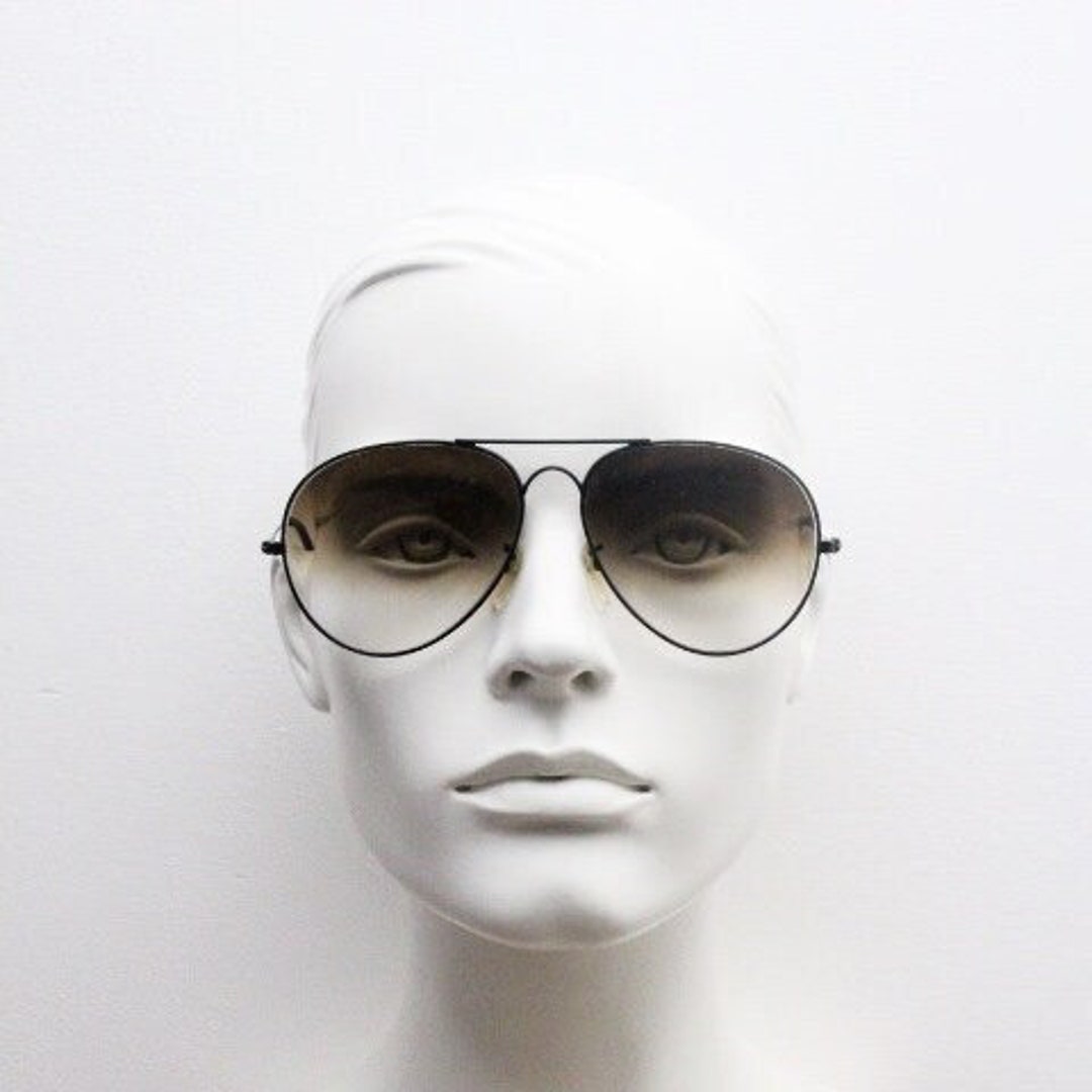 Vintage 70s Aviator Sunglasses. Black Metal Frame With Sensational ...