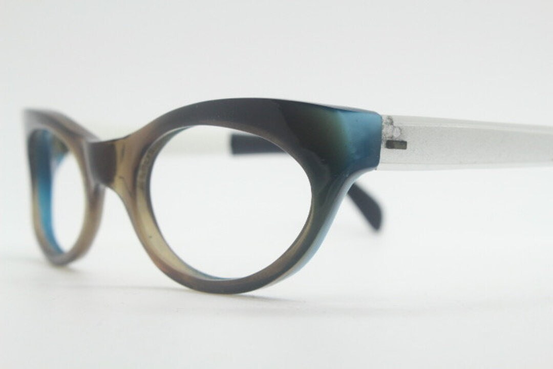 50s Vintage Curved Cateye Eye Glasses. Futuristic Tech Aluminium and ...