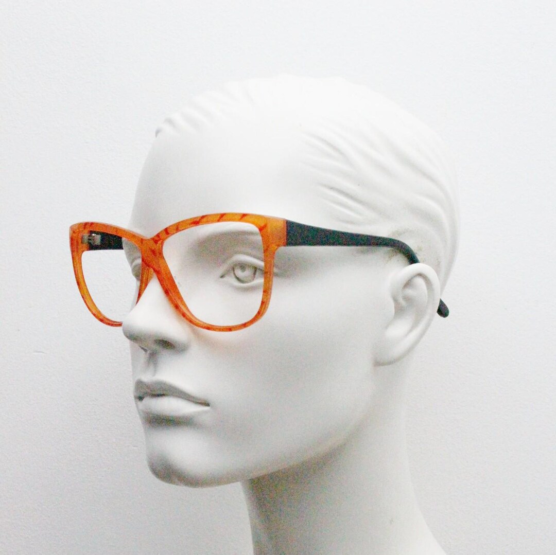80s Vintage Oversized Cat Eye Glasses. Womens Outrageous Orange Acetate ...