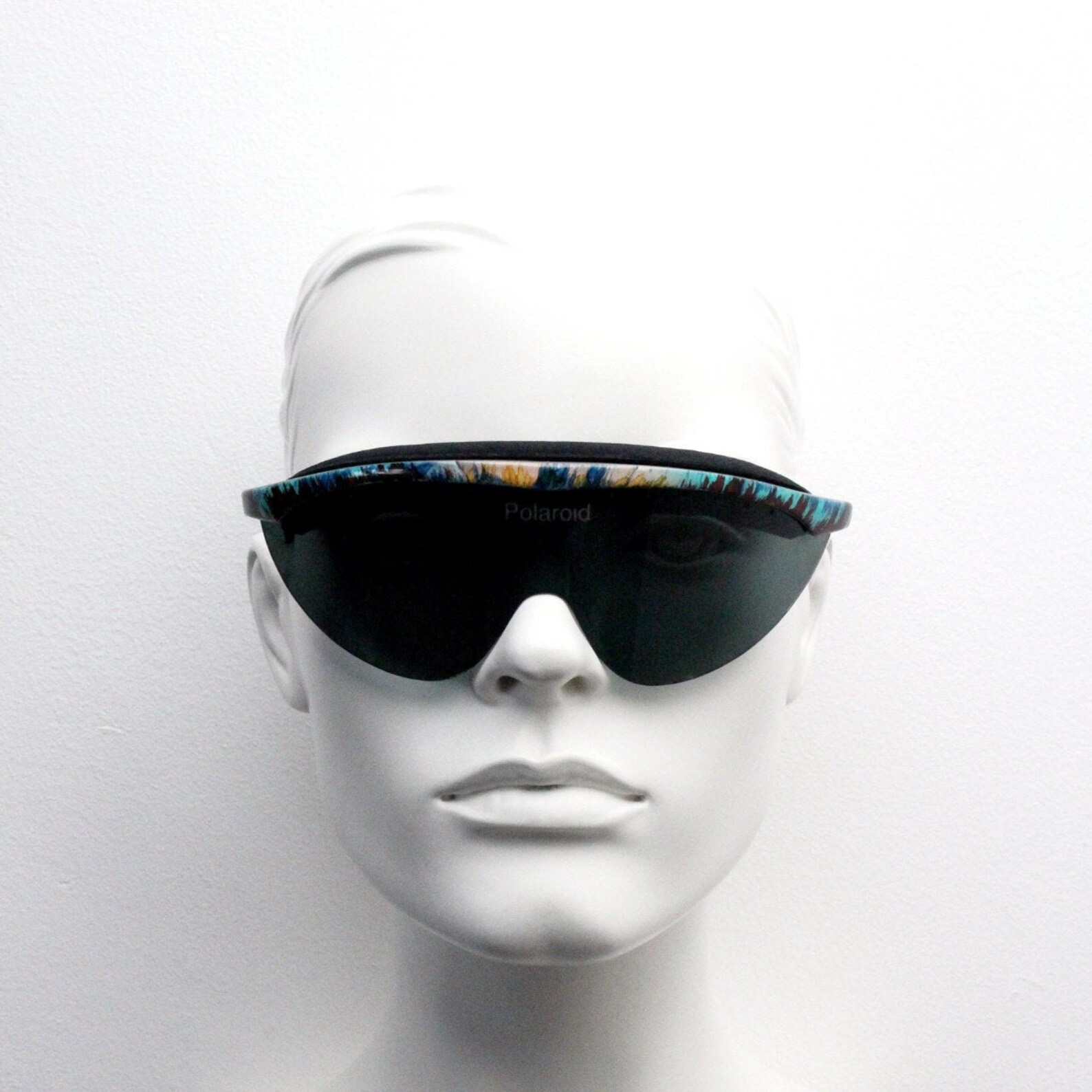Polaroid 80s Vintage Visor Shield Sunglasses. Abstract Pattern Colour ...