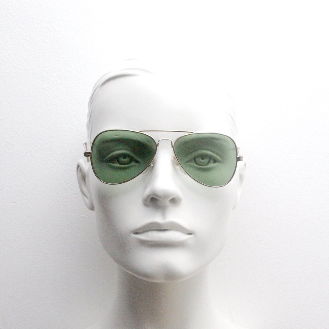 70s Vintage Aviator Sunglasses. Gold Metal Small Sized Teardrop Frame ...