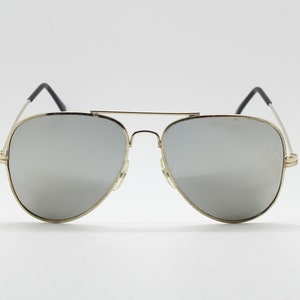 70s Vintage Mirror Aviator Sunglasses. Silver Metal Teardrop Frame With ...