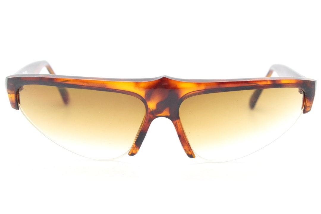 80s Vintage Triangular Sunglasses. Pointed Tortoise Low Profile Half ...